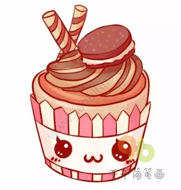 再来一杯小甜点简笔画_蛋糕