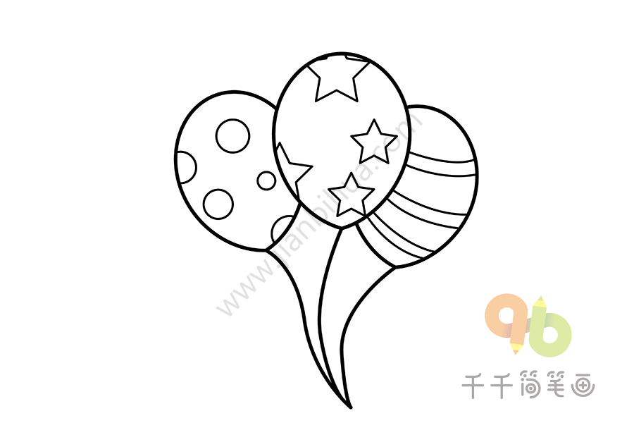 可爱气球简笔画画法图解_生活用品