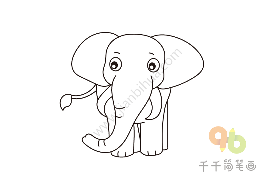 大象的简笔画教学_陆地动物
